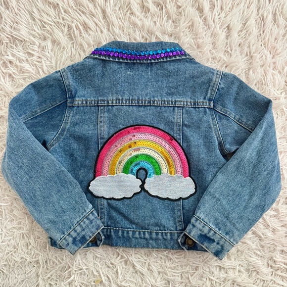 Three Wildflower Designs | Jackets & Coats | Rainbow Denim Jacket With ...